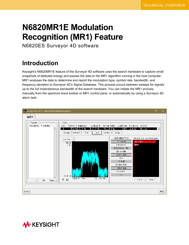 N6820MR1E Modulation Recognition (MR1) Feature PDF Asset Page | Keysight